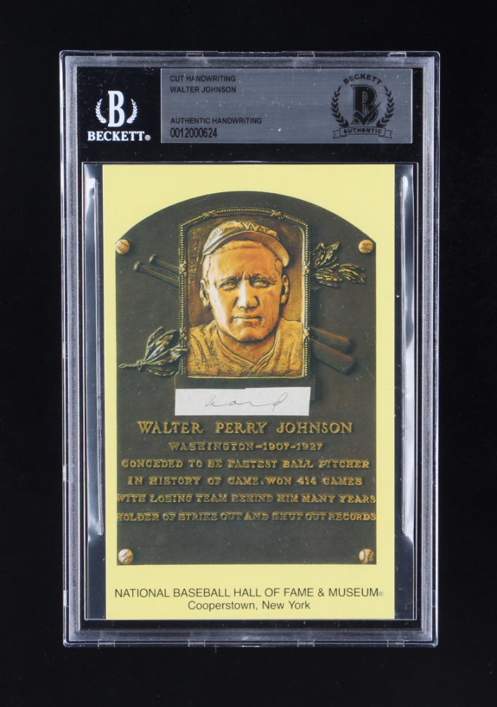 Walter Johnson Signed Gold Hall of Fame Plaque Postcard Cut (BGS ...