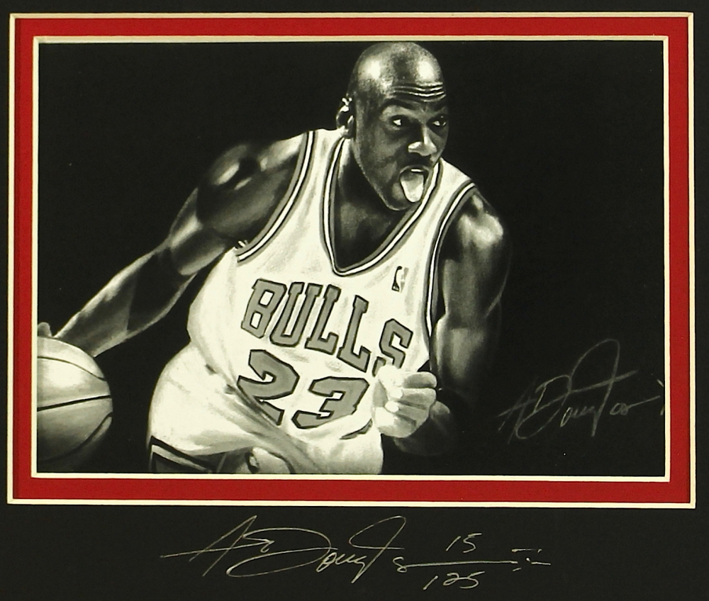 Michael Jordan Limited Edition Bulls 8x10 Custom Matted Lithograph Signed by Original Artist ...