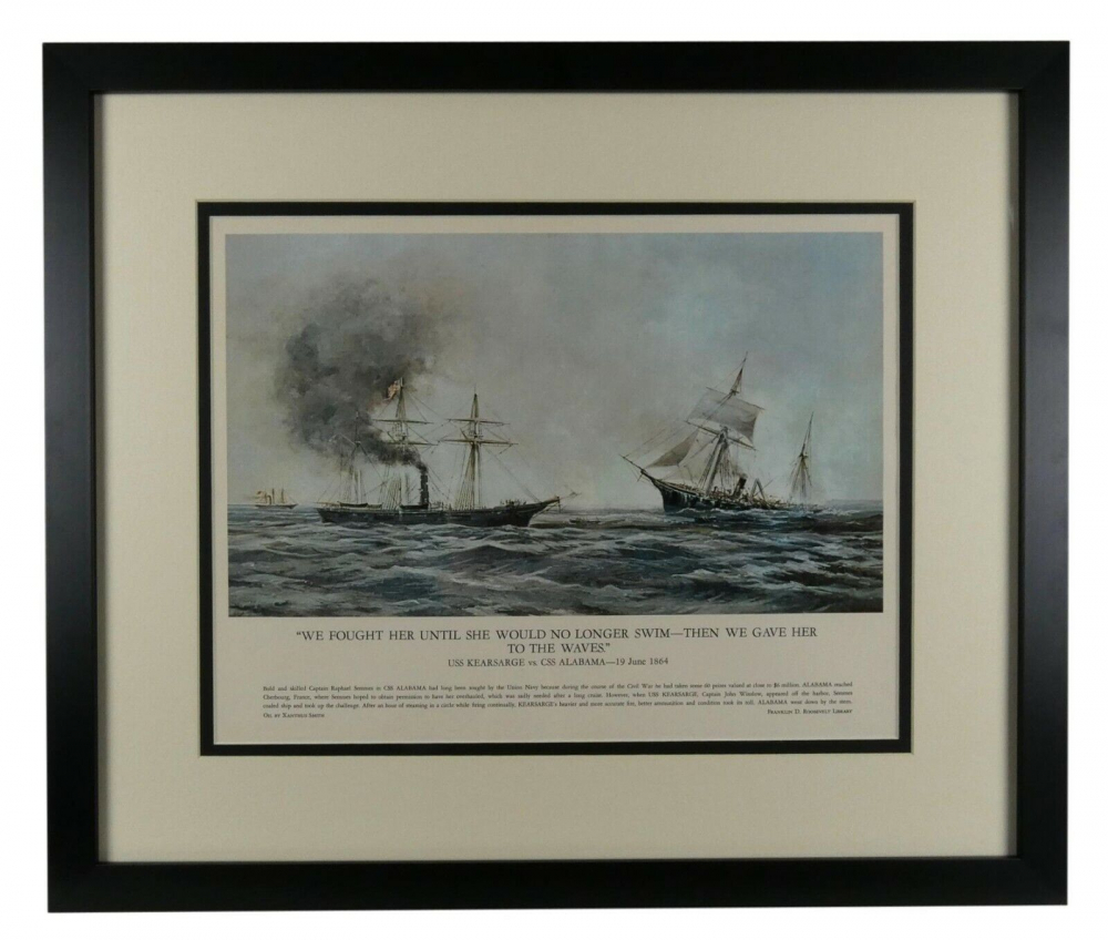 U.S. Navy "USS Kearsarge vs CSS Alabama" 22x27 Custom Framed Photo ...