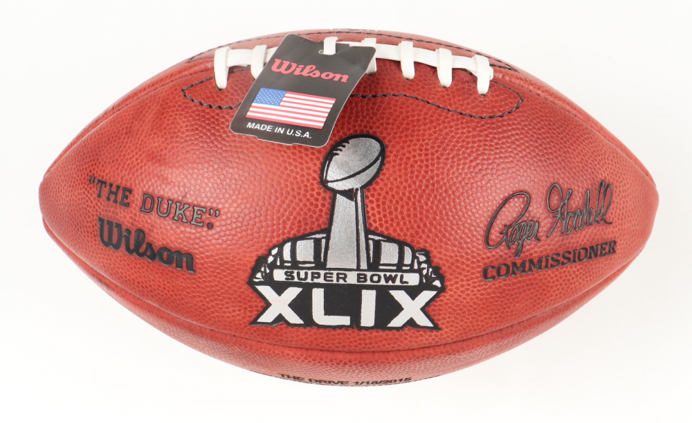 Russell Wilson Signed "The Duke" NFL Super Bowl XLIX Logo Football ...