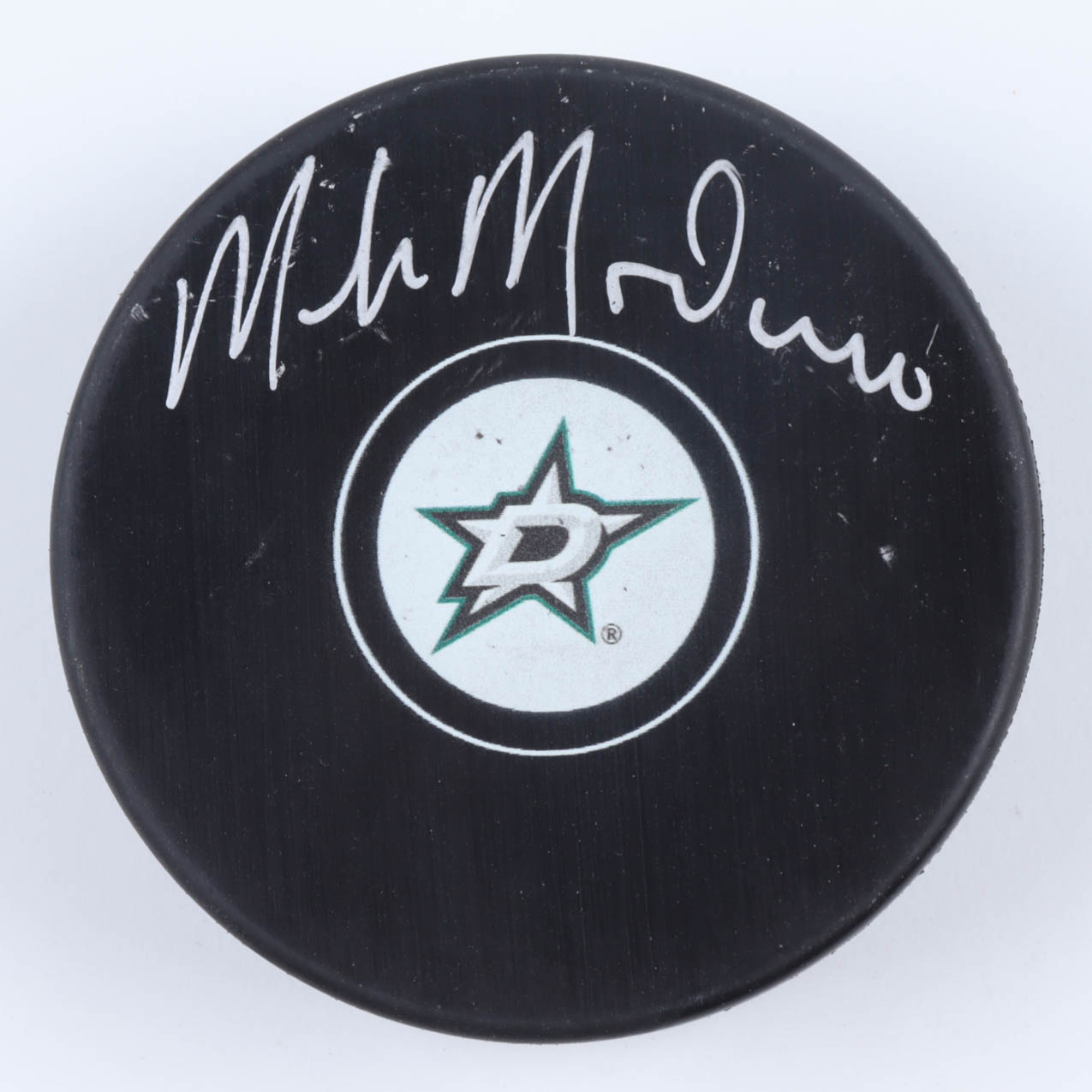Mike Modano Signed Stars Logo Hockey Puck (Players ink) | Pristine Auction