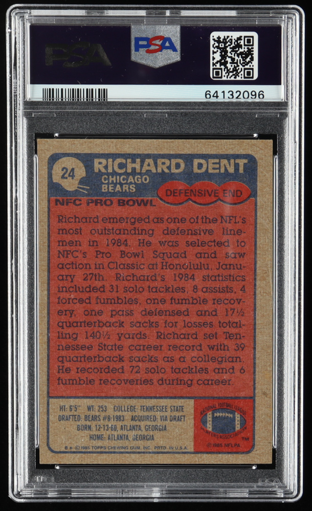 Richard Dent Signed 1985 Topps #24 RC (PSA 7) | Pristine Auction