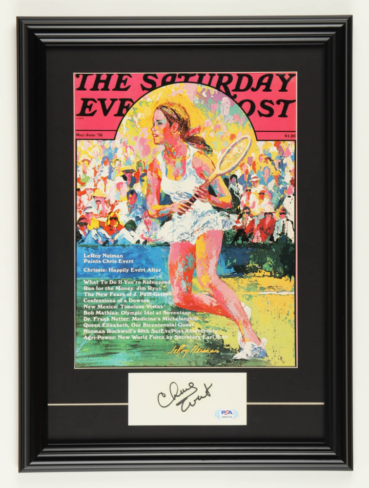 Chris Evert Signed 14x19 Custom Framed Cut Display with Leroy Neiman ...