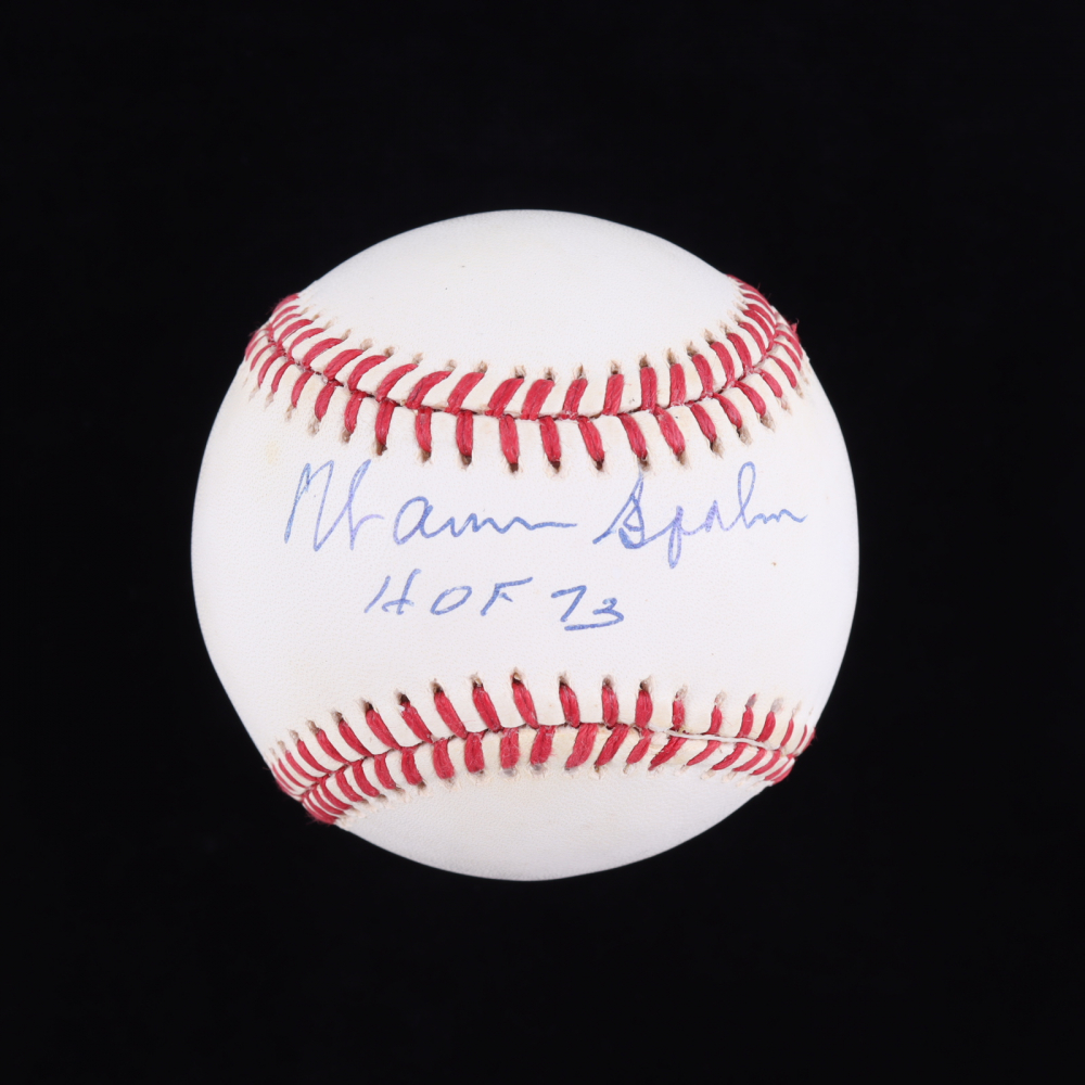 Warren Spahn Signed ONL Baseball Inscribed "HOF 73" (JSA) | Pristine ...