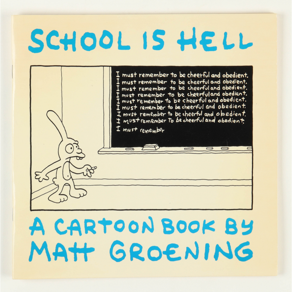 Matt Groening Signed "School is Hell" Softcover Book with Hand-Drawn ...