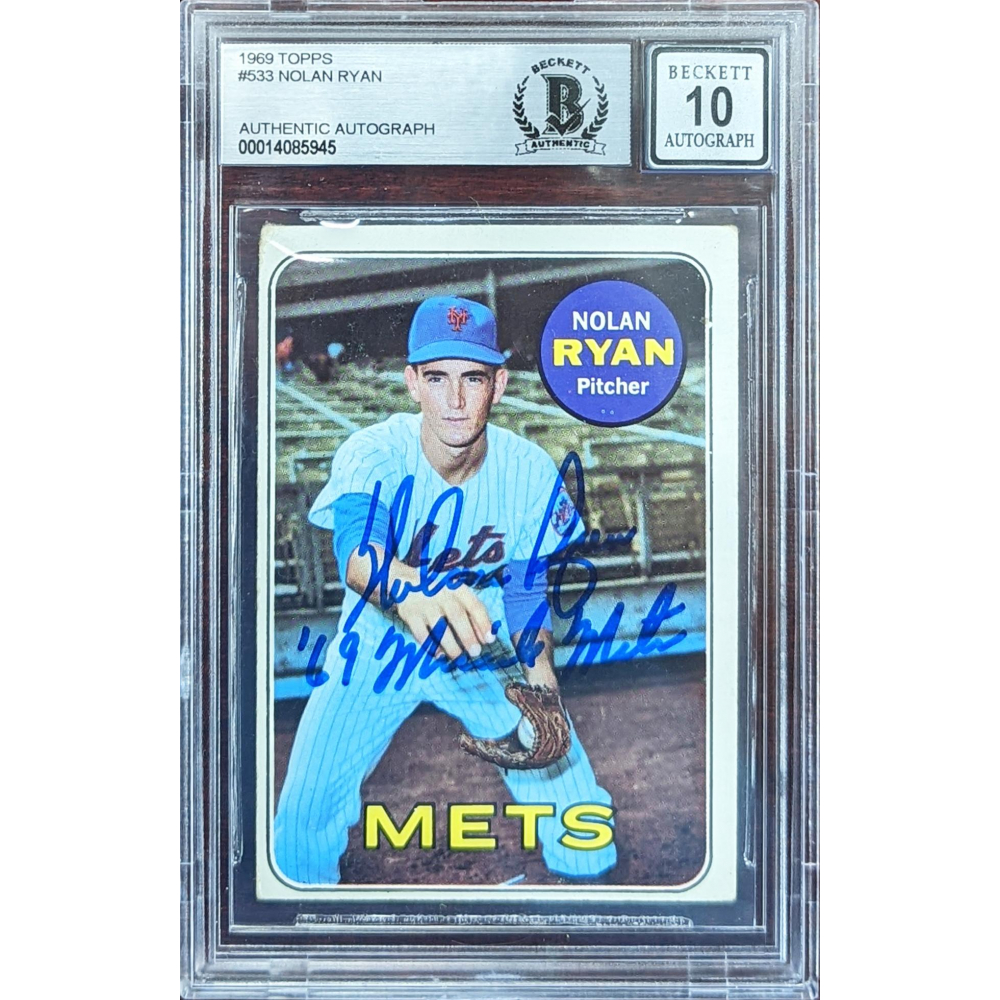 Nolan Ryan Signed 1969 Topps #533 Inscribed "'69 Miracle Mets" (BGS ...
