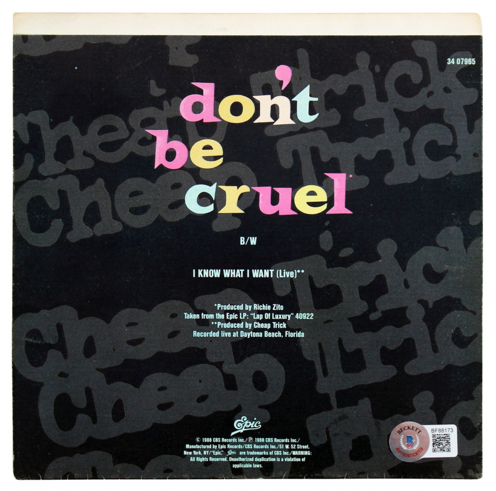Robin Zander & Tom Peterson Signed Cheap Trick "Don't Be Cruel" RPM ...