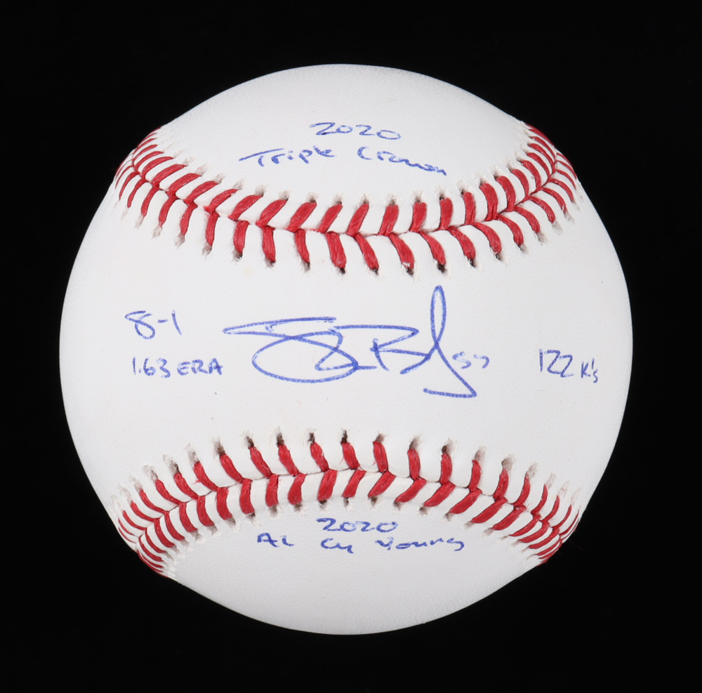 Shane Bieber Signed OML Baseball with Multiple Career Stat Inscriptions ...