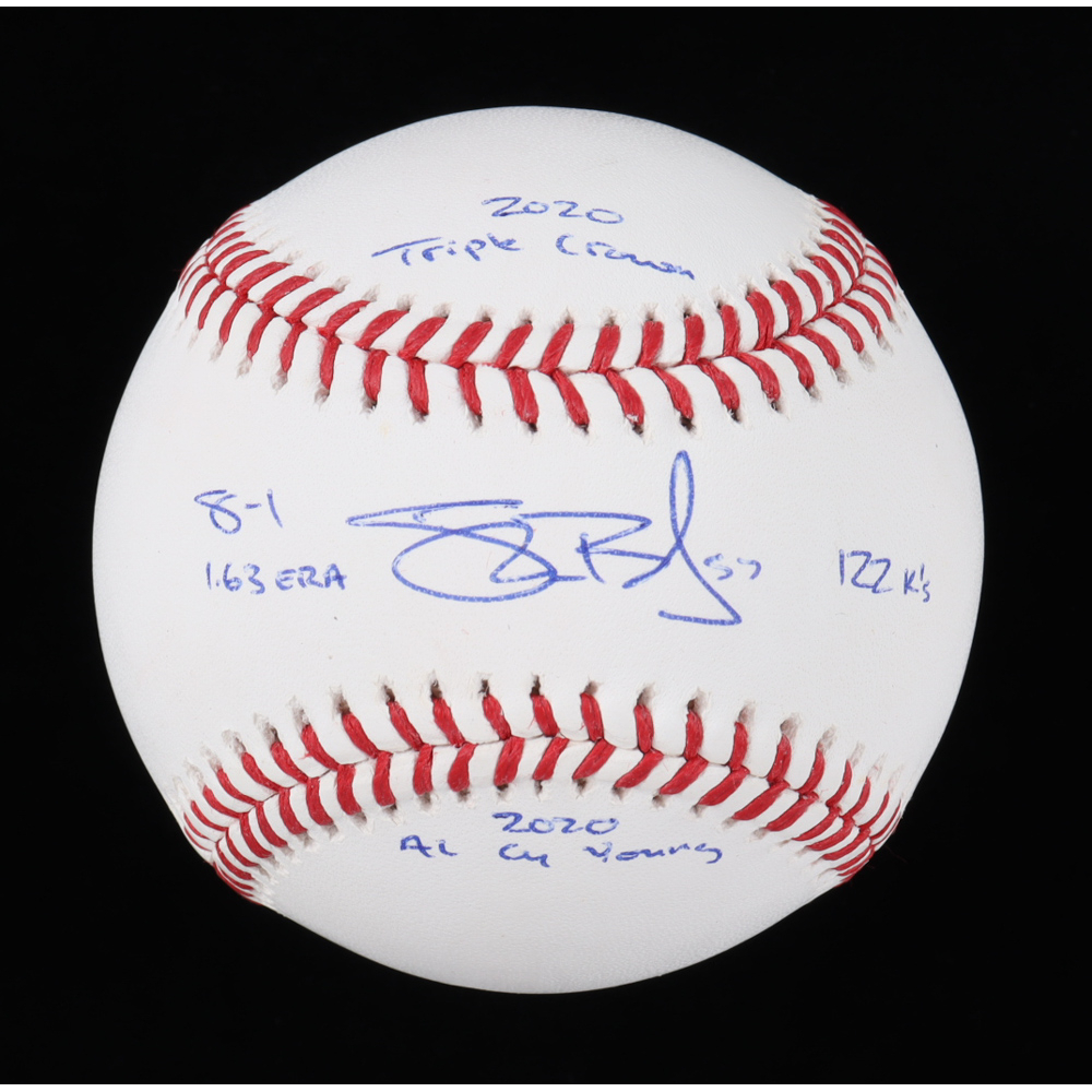 Shane Bieber Signed OML Baseball with Multiple Career Stat Inscriptions ...