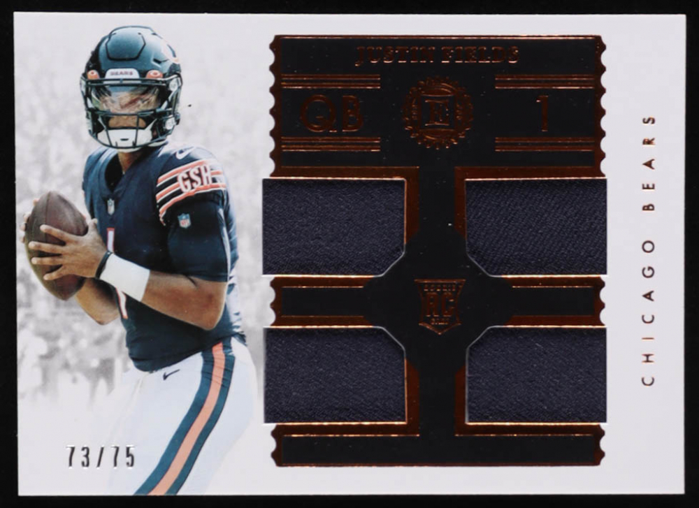 Justin Fields 2021 Panini Encased Rookie Quad Memorabilia #3 #73/75 RC ...