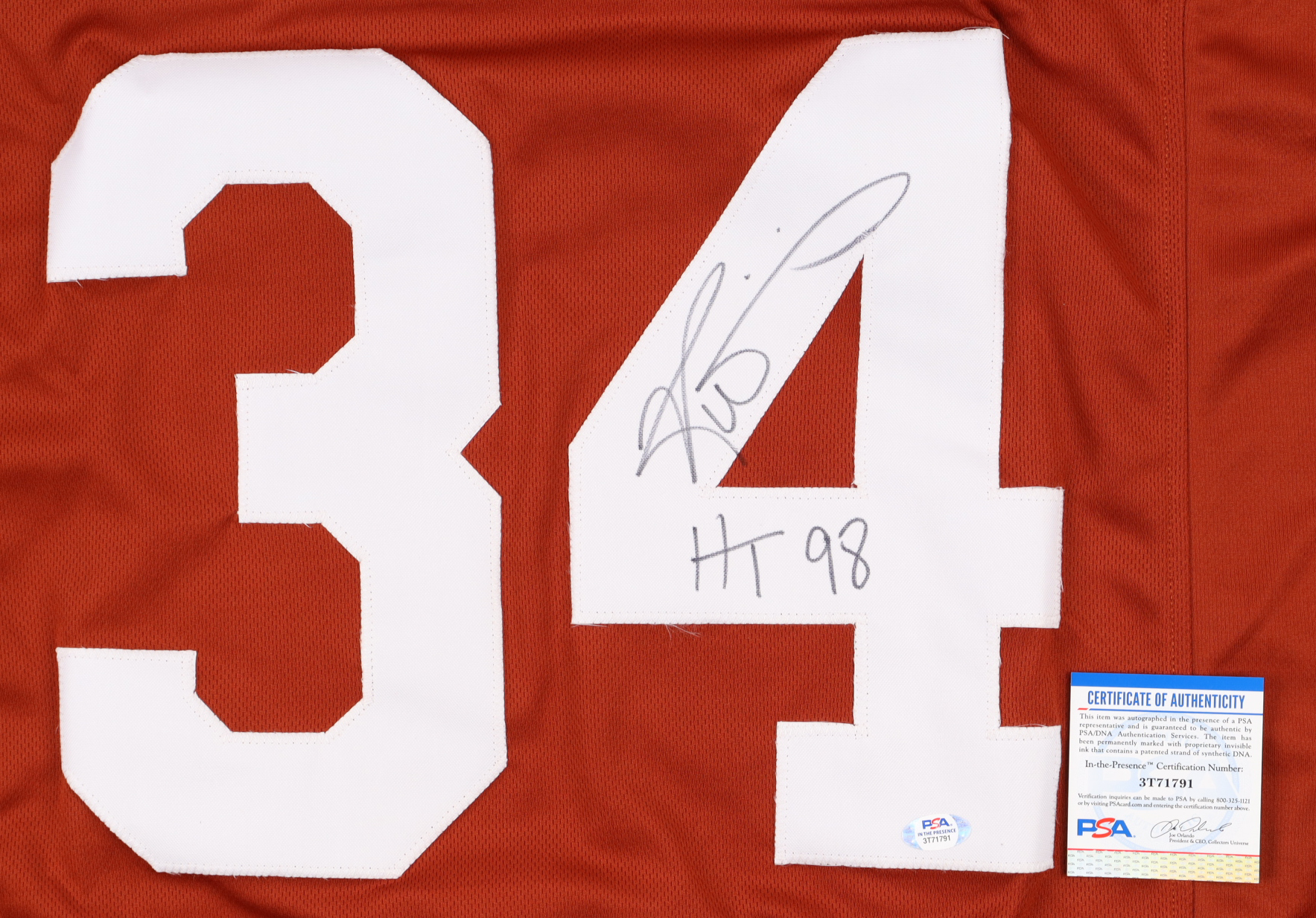 Ricky Williams Signed Career Highlight Stat Jersey Inscribed "HT98 ...