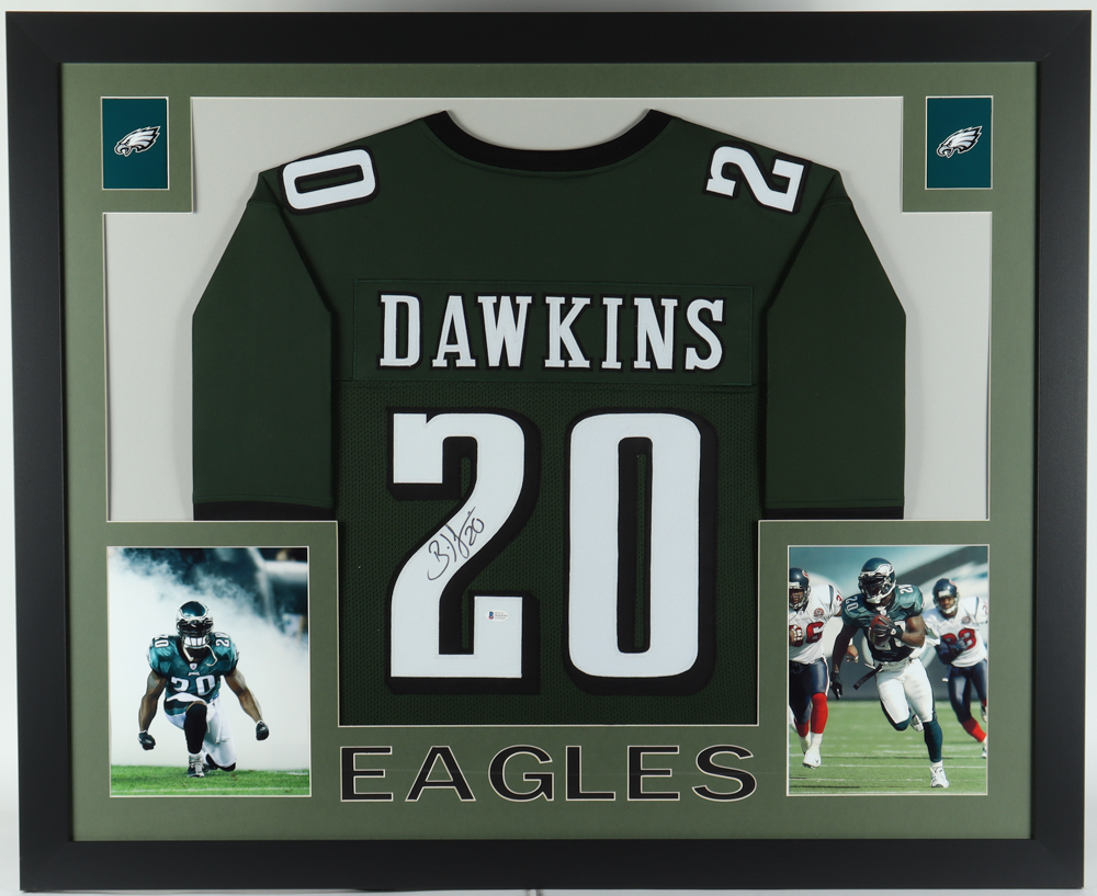 Brian Dawkins Signed Custom Framed Jersey Display (Beckett) | Pristine ...