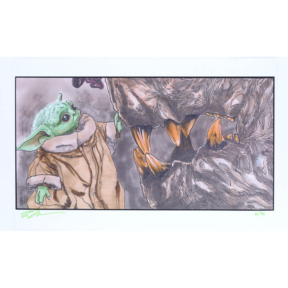 Tom Hodges - Grogu & The Rancor - Signed 11" x 17" Print LE #/20 ...