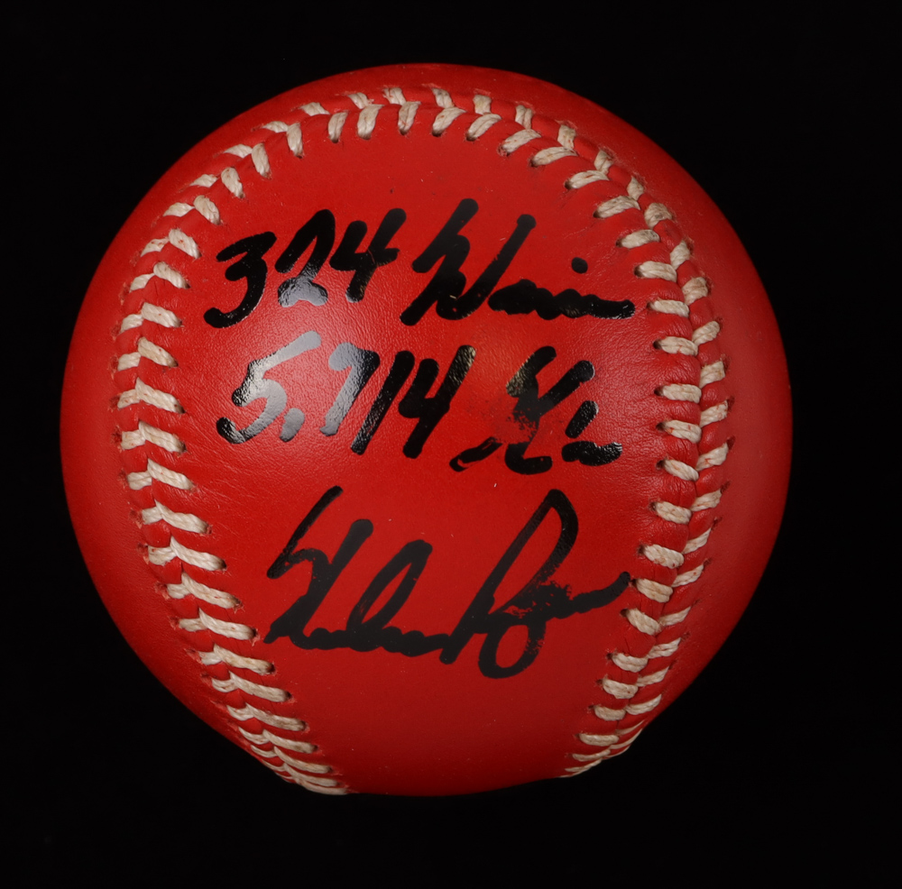Nolan Ryan Signed Spinneyback Vintage Leather Baseball with Display ...