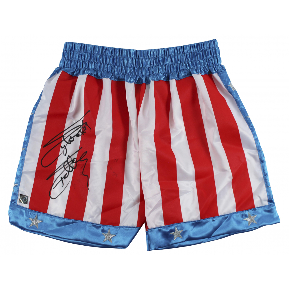 Sylvester Stallone Rocky Signed "Rocky" American Flag Boxing Trunks ...