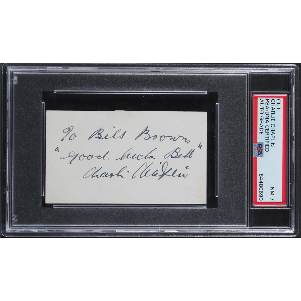 Charlie Chaplin Authentic Signed 2.25x3.85 Cut Inscribed "Good Luck ...