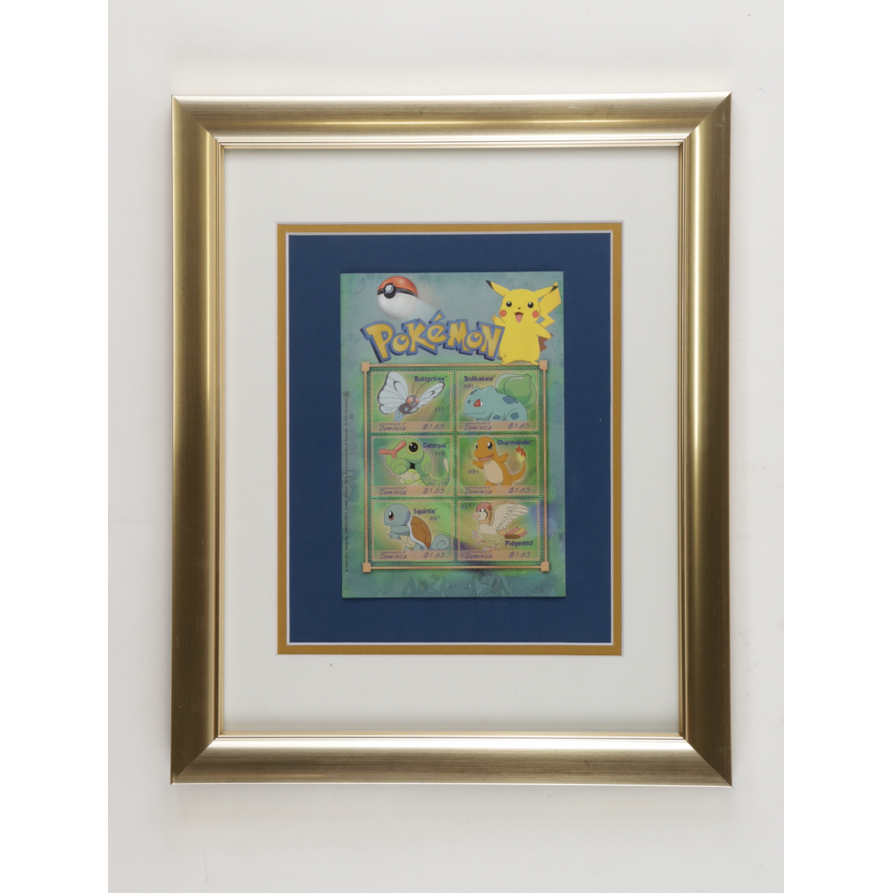 "Pokemon" Custom Framed Uncut Postage Stamp Sheet Display With (6 ...