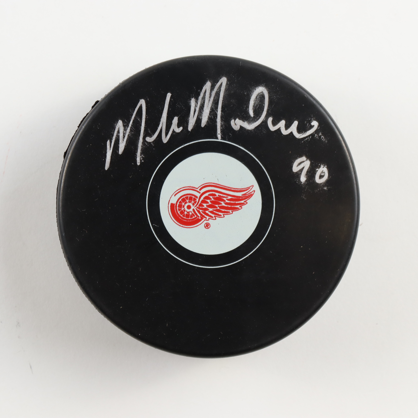 Mike Modano Signed Red Wings Logo Hockey Puck (Players Ink) | Pristine ...