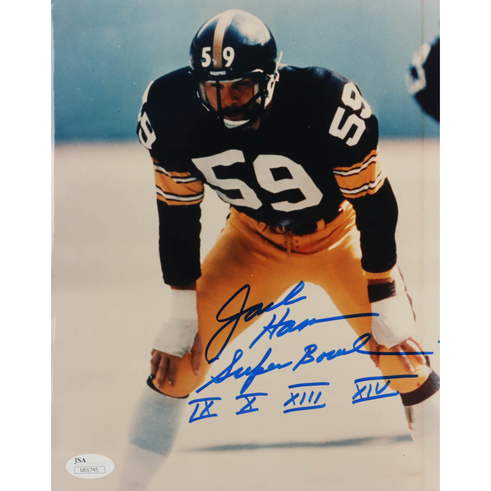 Jack Ham Signed Steelers 8x10 Photo Inscribed "Super Bowl IX X XIII XIV ...