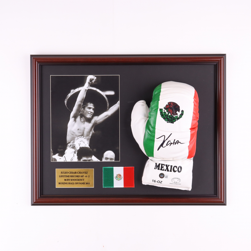 Julio Cesar Chavez Signed Custom Framed Boxing Glove Display (Beckett ...