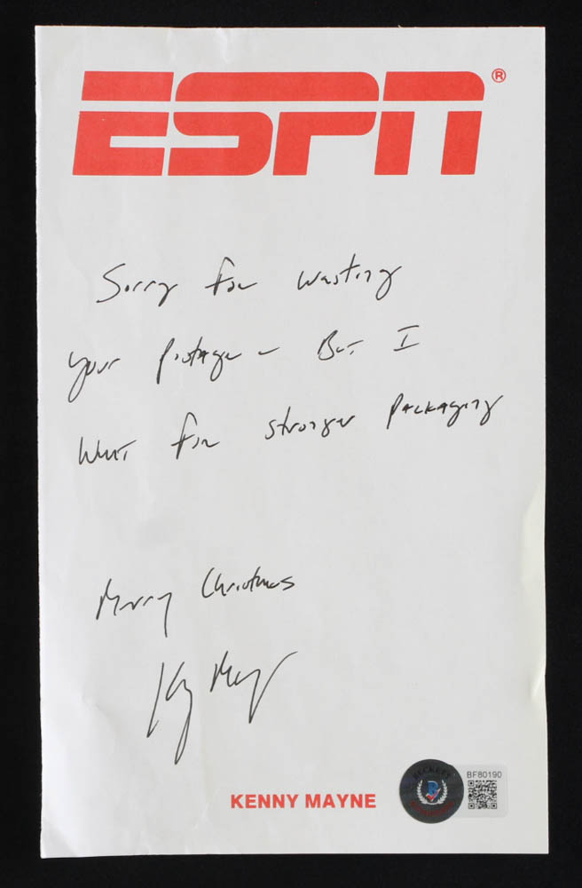Kenny Mayne Signed ESPN 5x8 Letter (Beckett) | Pristine Auction
