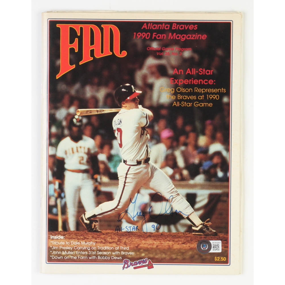 Greg Olson Signed Braves 1990 Fan Magazine Inscribed "All-Star 90 ...