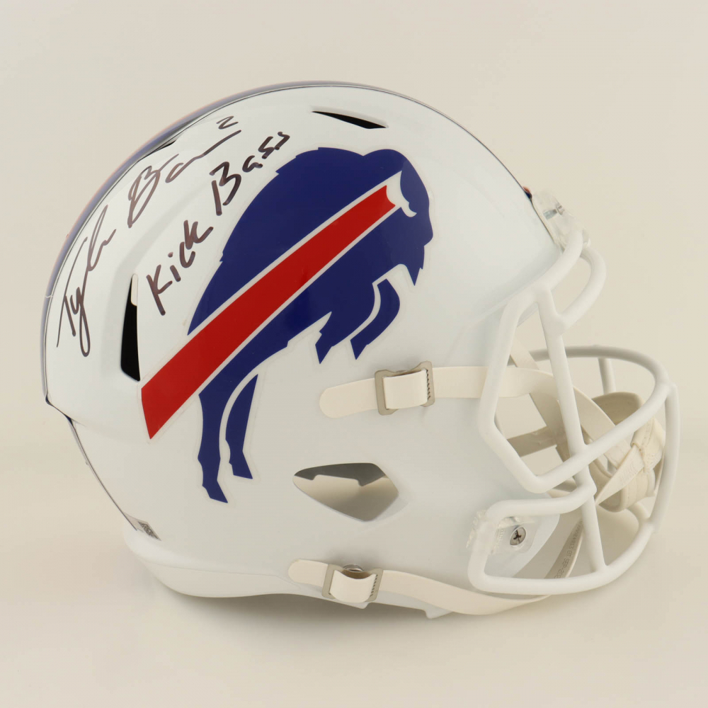 Tyler Bass Signed Bills Full-Size Speed Helmet Inscribed "Kick Bass ...