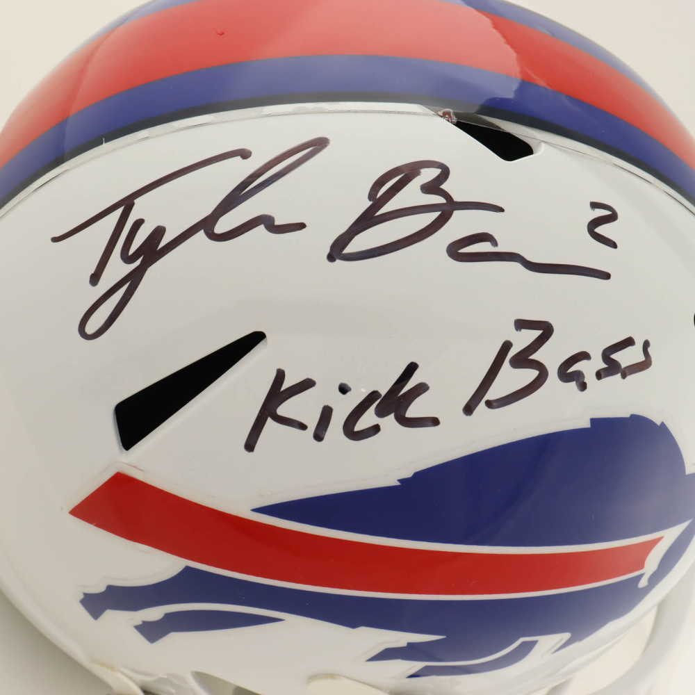 Tyler Bass Signed Bills Full-Size Speed Helmet Inscribed "Kick Bass ...