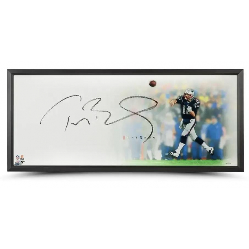 Tom Brady Signed Patriots 20x46 Custom Framed Photo on Acrylic Display ...