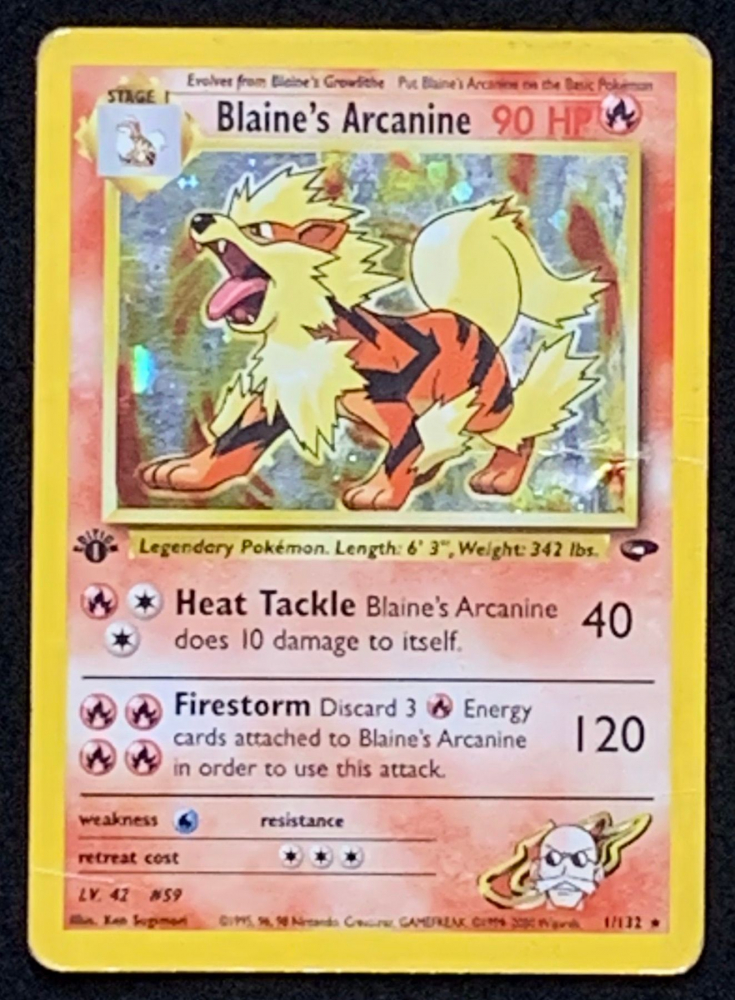 Blaine's Arcanine 2000 Pokemon Gym Challenge 1st Edition #1 Holo ...