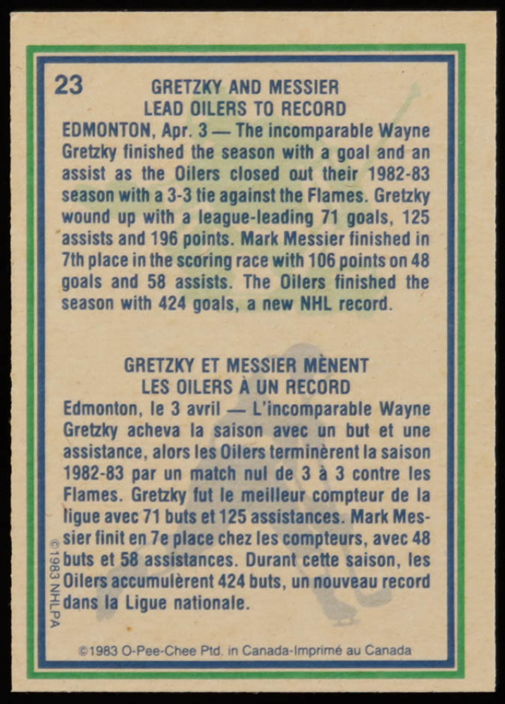 Mark Messier / Wayne Gretzky 1983-84 O-Pee-Chee #23 HL | Pristine Auction