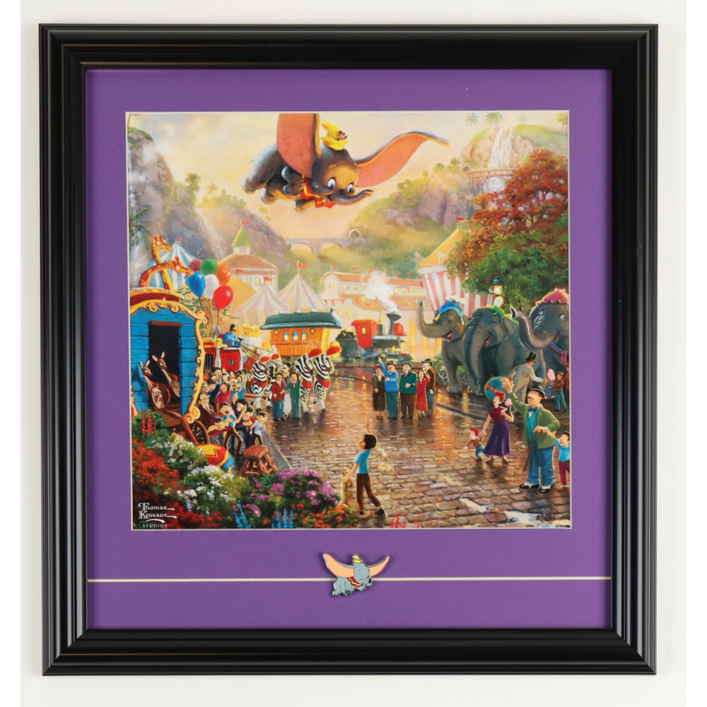 Thomas Kinkade "Dumbo" Custom Framed Print Display with Dumbo Movie Pin ...