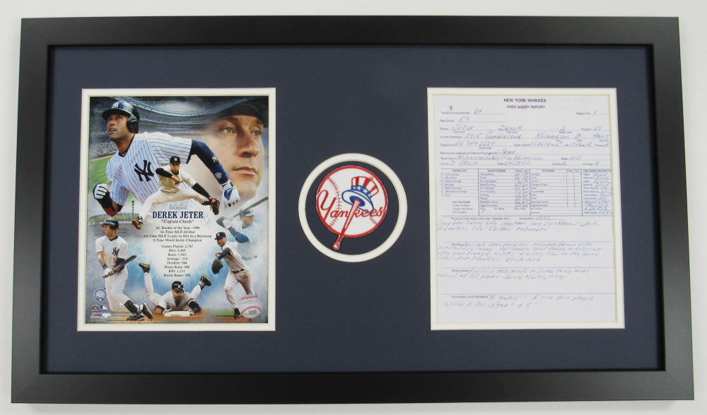 Derek Jeter Yankees Custom Framed Photo Display with Replica Scouting Report | Pristine Auction