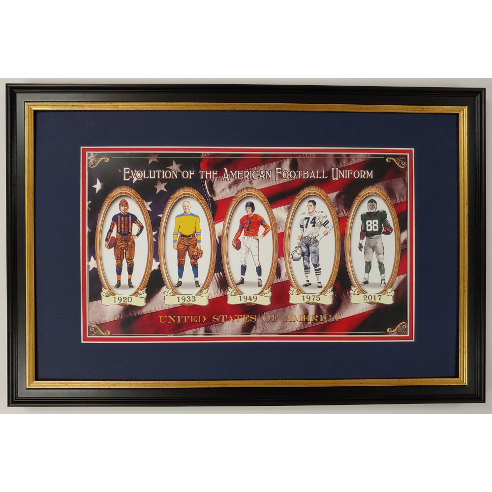 Evolution of the Football Uniform Custom Framed Photo | Pristine Auction