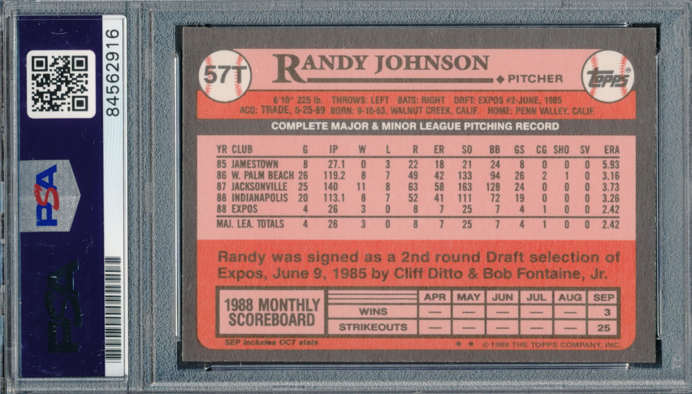 Randy Johnson Signed 1989 Topps Traded #57T RC (PSA) | Pristine Auction