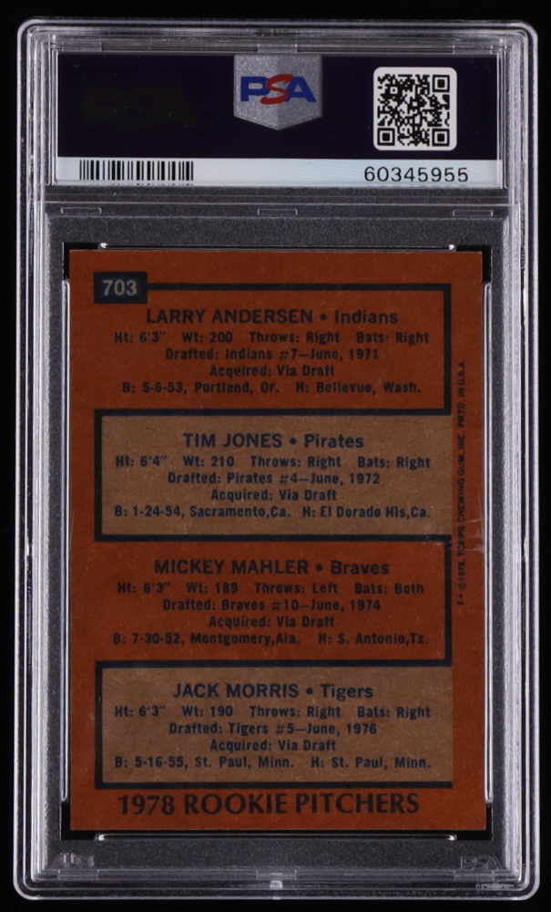 Larry Andersen / Tim Jones / Mickey Mahler / Jack Morris 1978 Topps ...