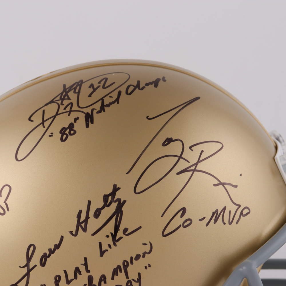 Notre Dame Football Stars Full-Size Helmet Signed by (6) with Lou Holtz ...