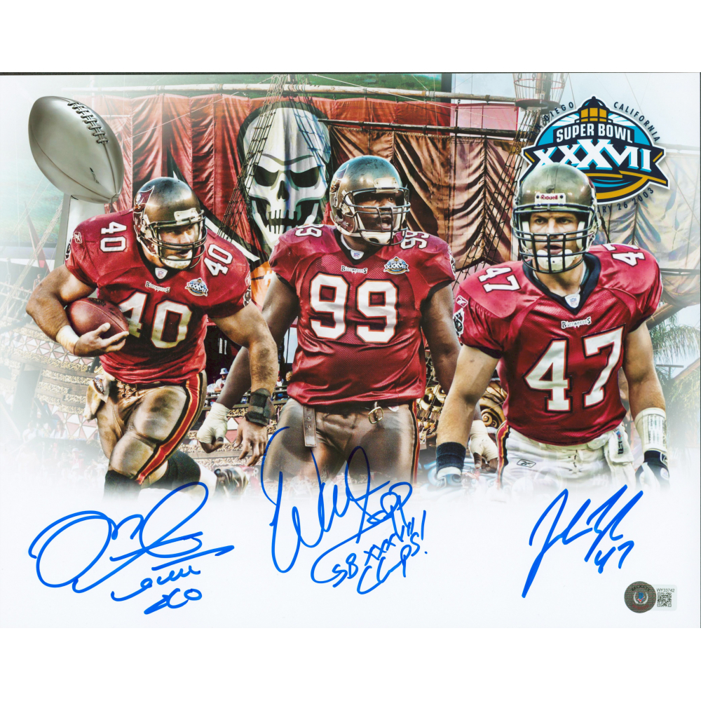Warren Sapp, John Lynch & Mike Alstott Signed Buccaneers 11x14 Photo ...