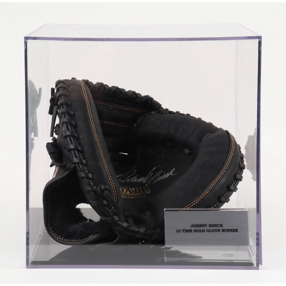 Johnny Bench Signed Rawlings Baseball Glove with Display Case (Fanatics ...