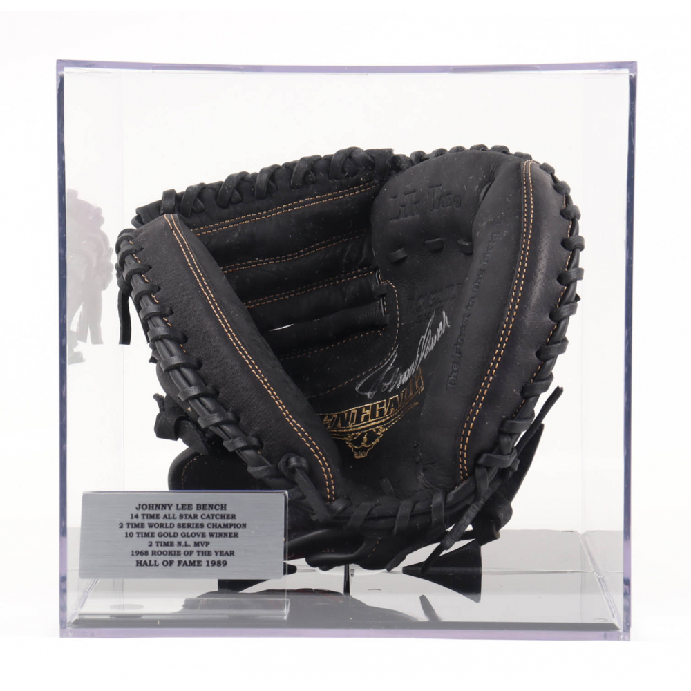 Johnny Bench Signed Rawlings Baseball Glove with Display Case (Fanatics ...