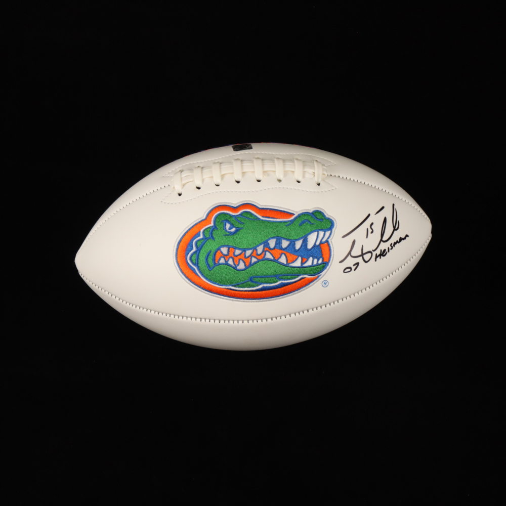 Tim Tebow Signed Florida Gators Logo Football Inscribed "07 Heisman ...