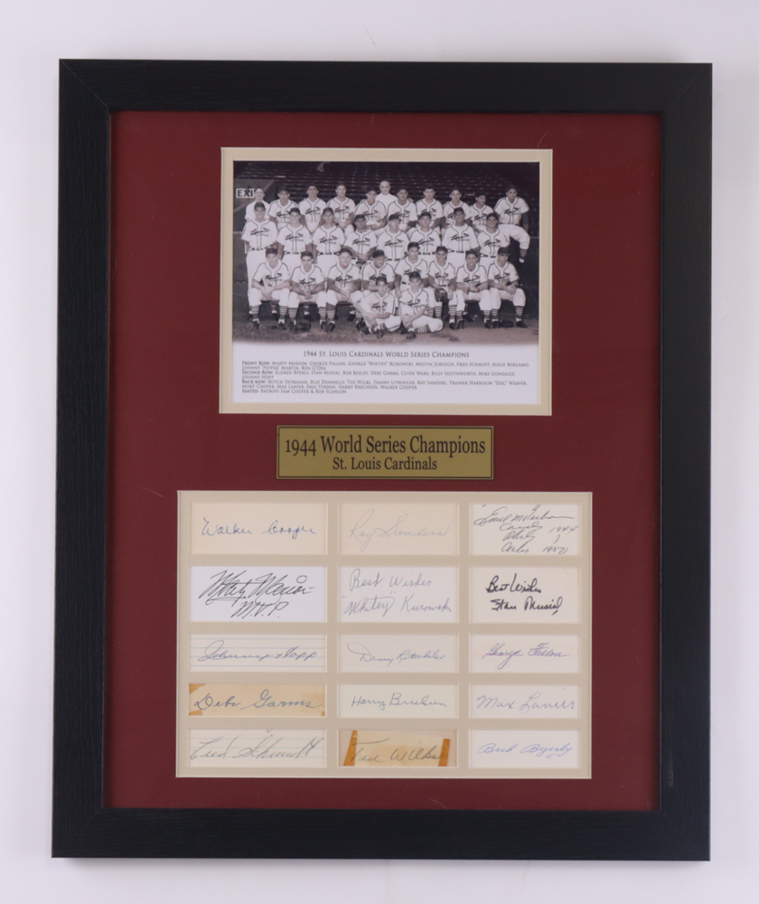 1944 Cardinals 18x22 Custom Framed Cut Display Signed by (15) with Stan ...