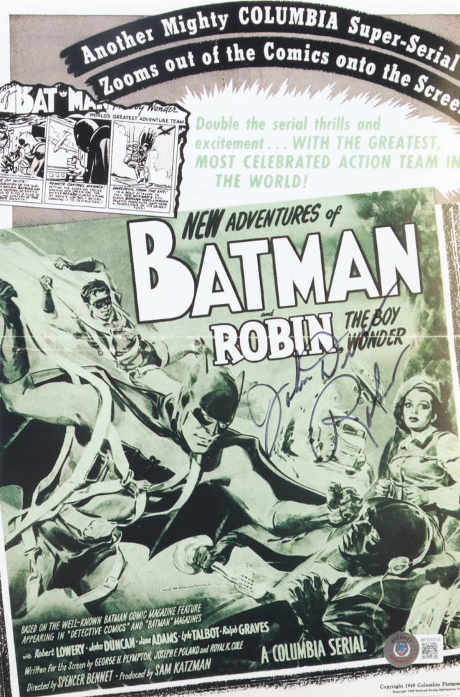 Johnny Duncan Signed "Batman & Robin" 8x11 Poster Print Inscribed ...