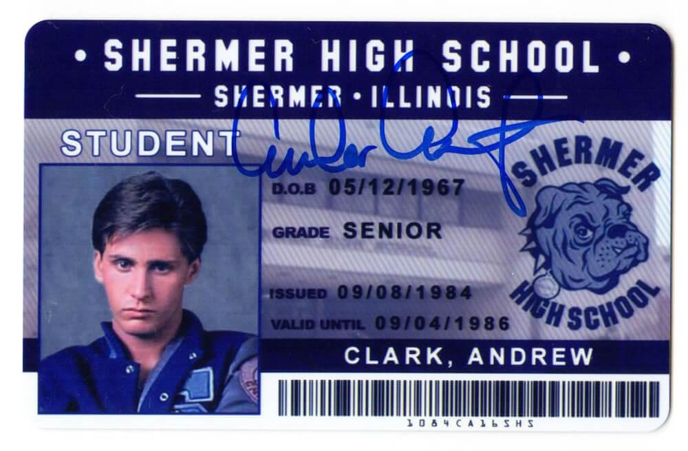 Emilio Estevez Signed "The Breakfast Club" High School ID Card ...