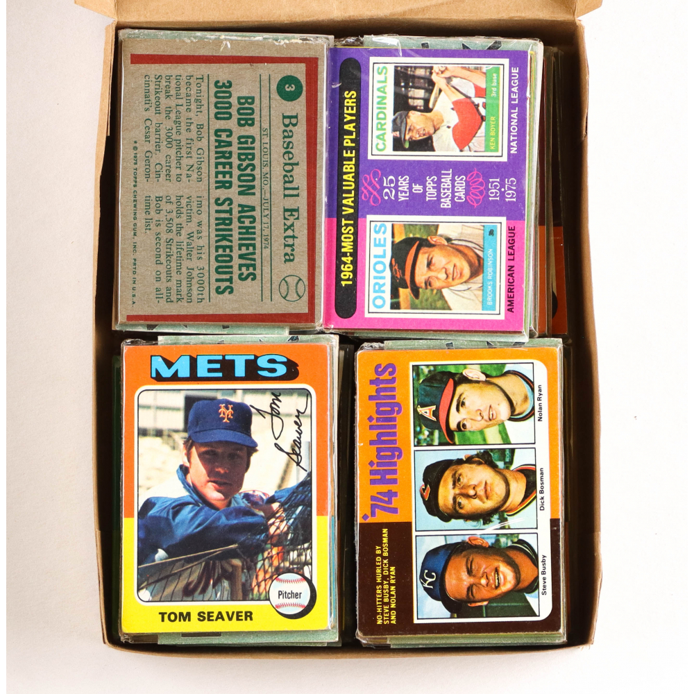 1975 Topps Baseball Cello Fun Pack Vending Box With (20) Packs