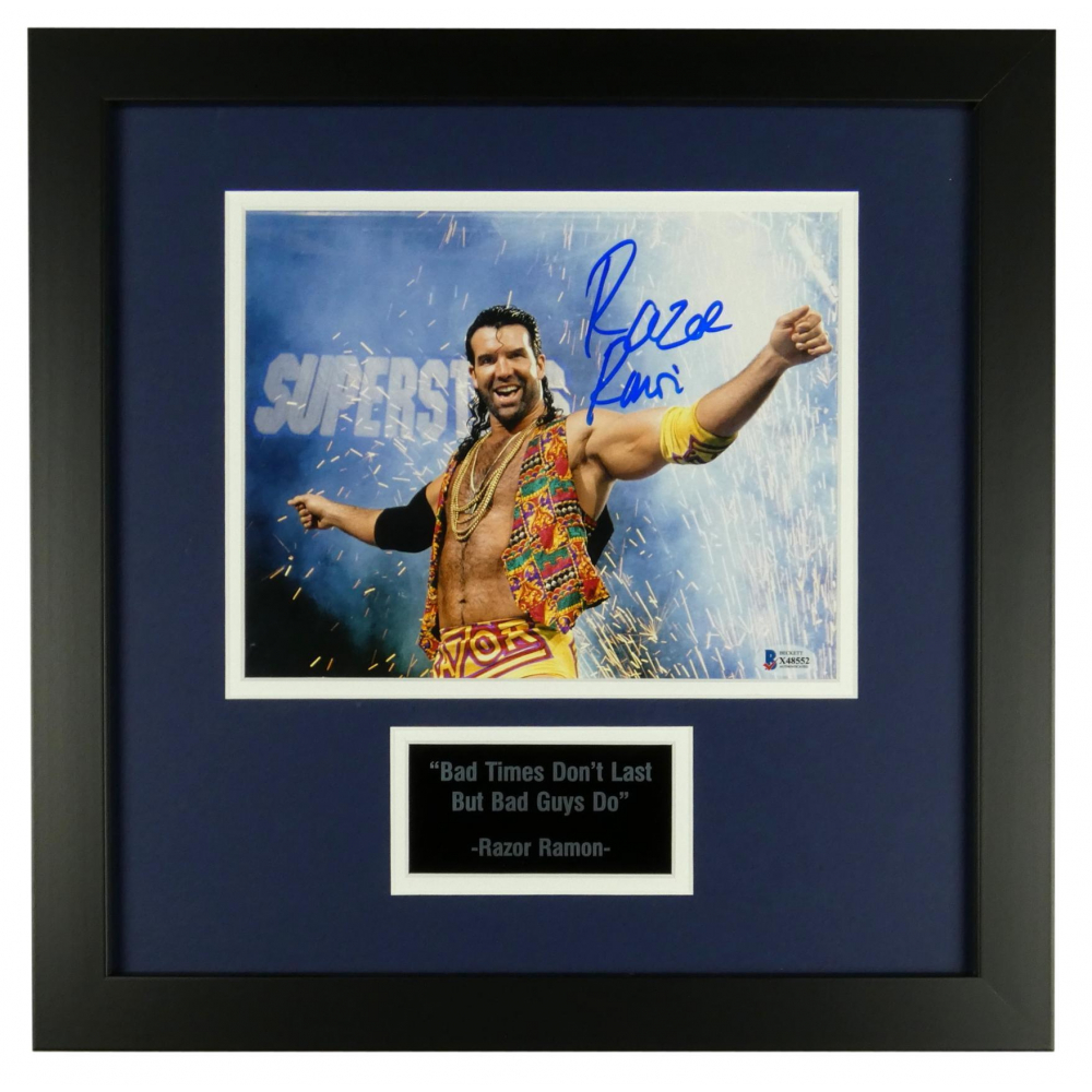 Razor Ramon Signed WWE Custom Framed Photo Display (Beckett) | Pristine ...