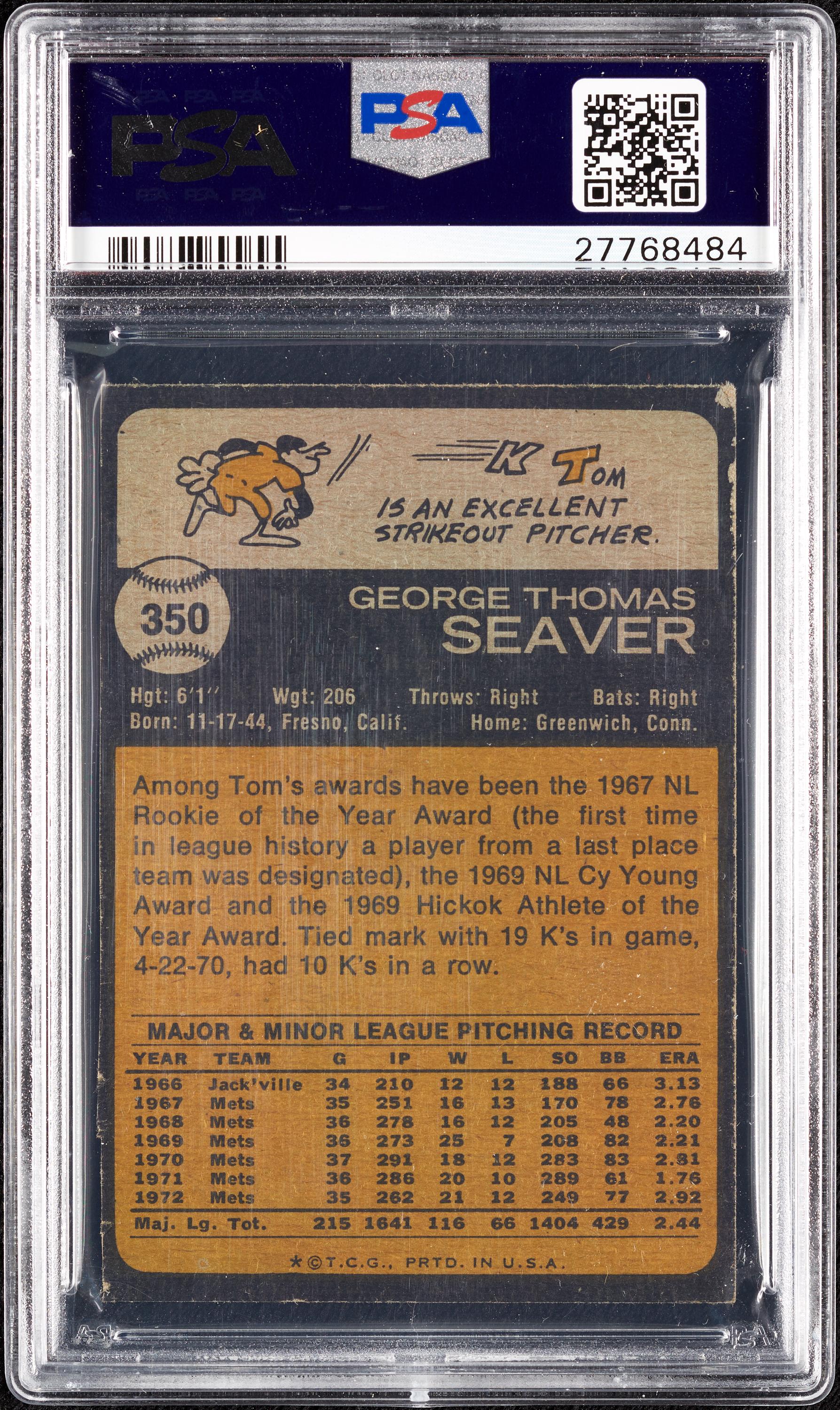 Tom Seaver Signed 1973 Topps #350 (PSA) | Pristine Auction
