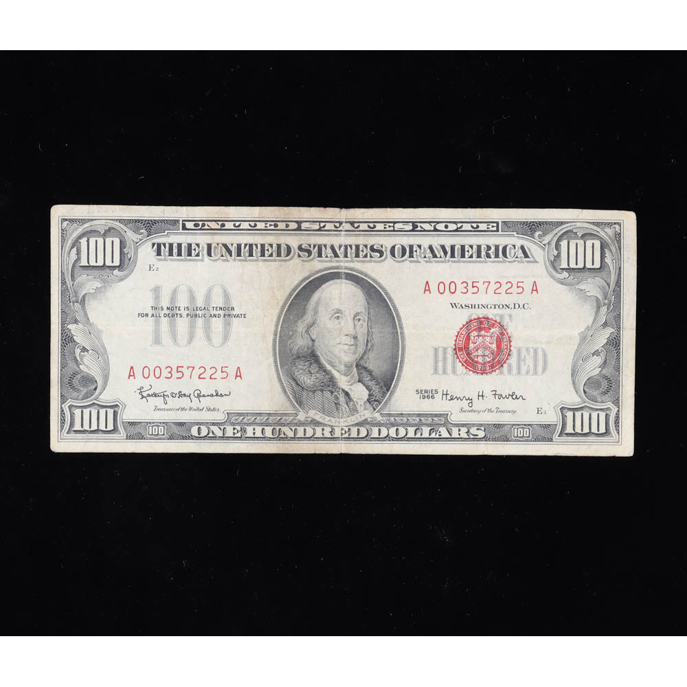 1966 $100 Red Seal U.S. National Currency Bank Note | Pristine Auction