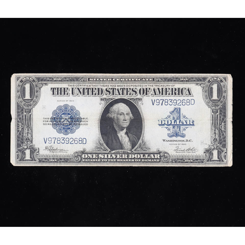1923 $1 One Dollar Federal Reserve Blue Seal Large Size Silver ...