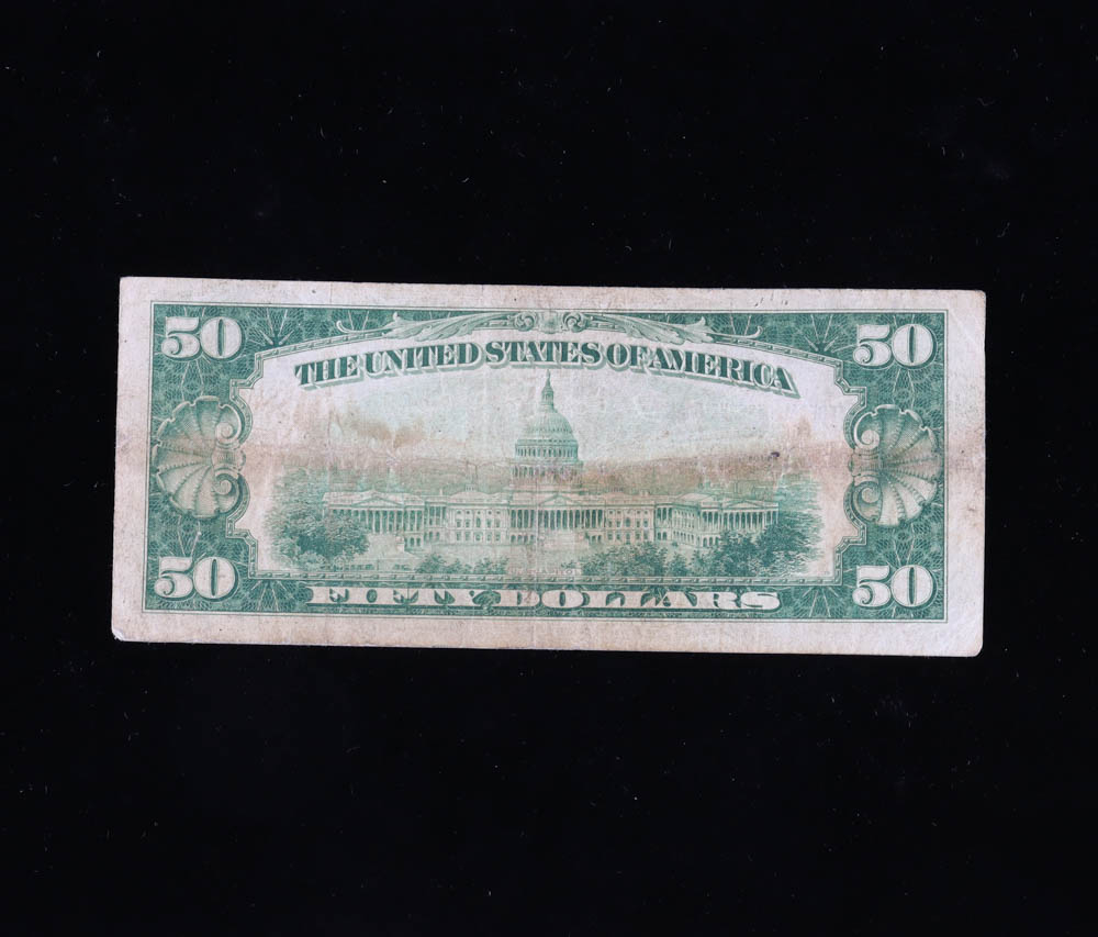1929 $50 Fifty Dollar Brown Seal U.S. Federal Reserve Note | Pristine ...